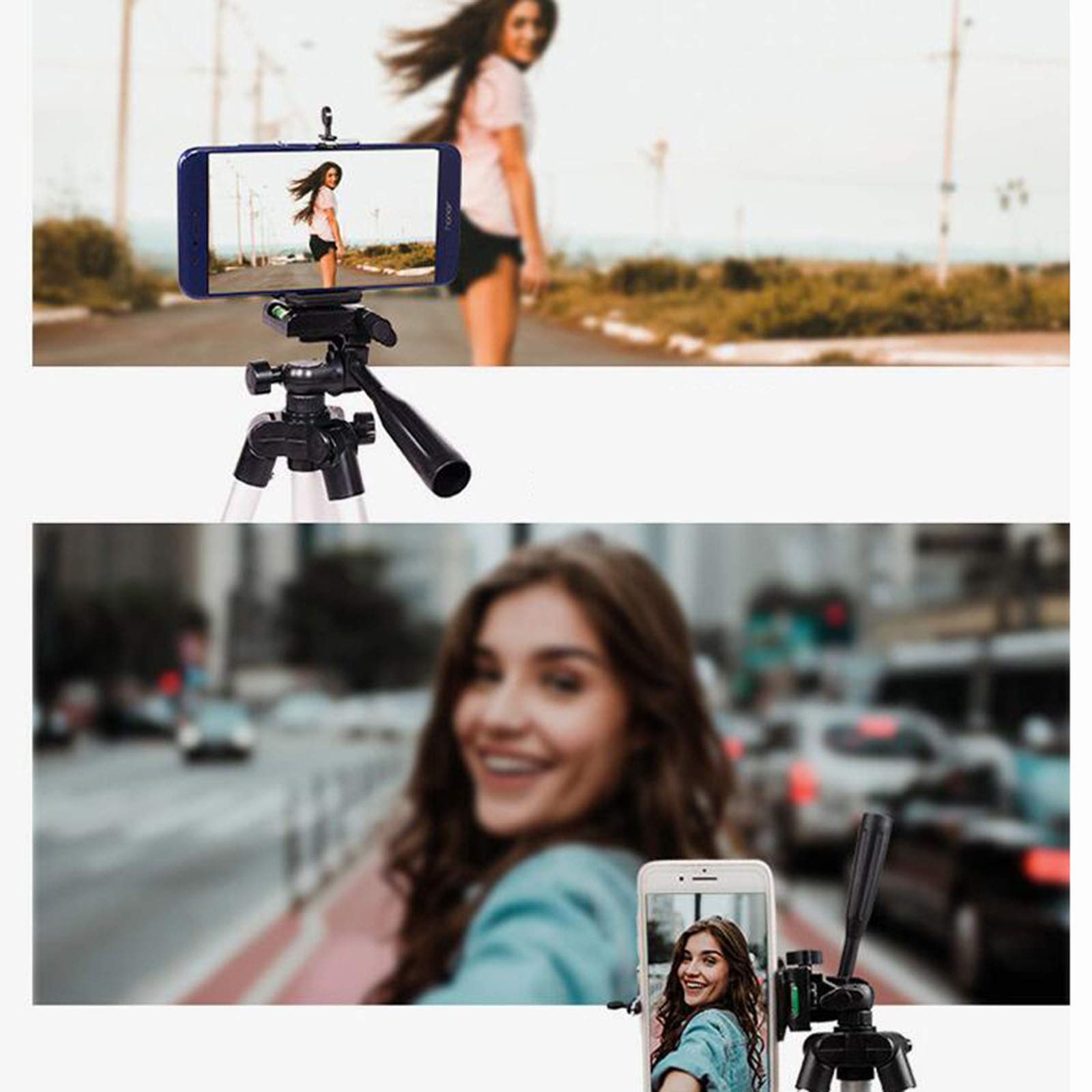 Phone Tripod Aluminum Lightweight Portable Camera Tripod Angle Height Adjustable for Smartphone Action Camera Photography