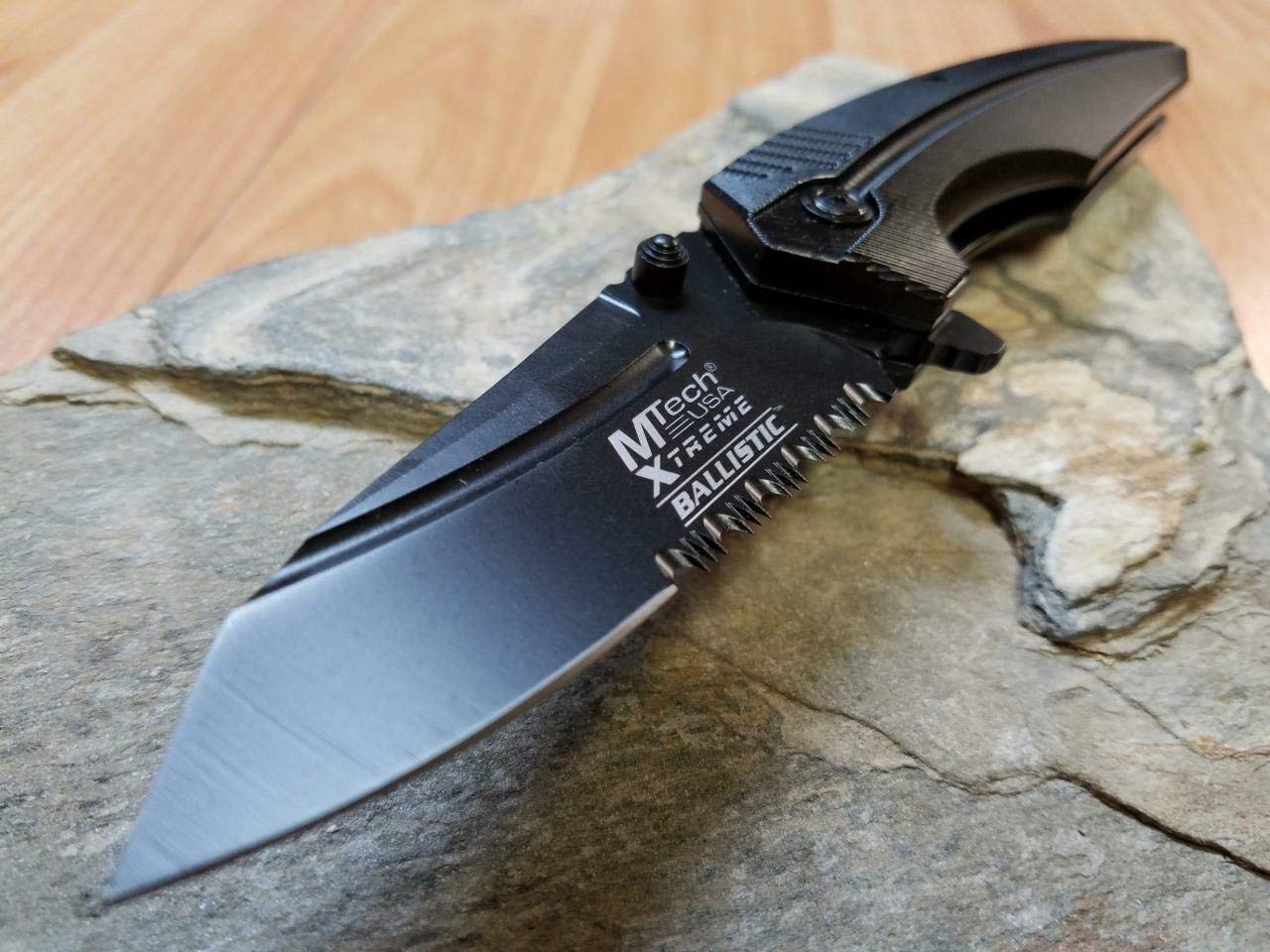 Mtech Xtreme 8" Stainless Steel Open Folding Pocket Knife Black Serrated Edc A813bs Outdoor Survival Hunting Knife for Camping by Survival Steel