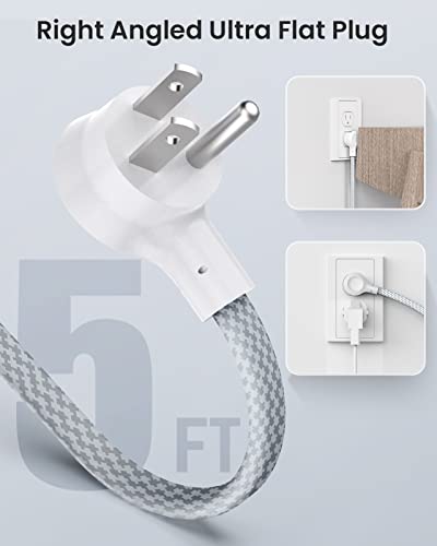 Power Strip Surge Protector with 9 Outlets 2 USB Ports 1 USB C,3 Sided 4.5Ft Braided Extension Cord,Flat Plug Wall Mount Wall Outlets Extender Desktop Charging Station for Home,Office