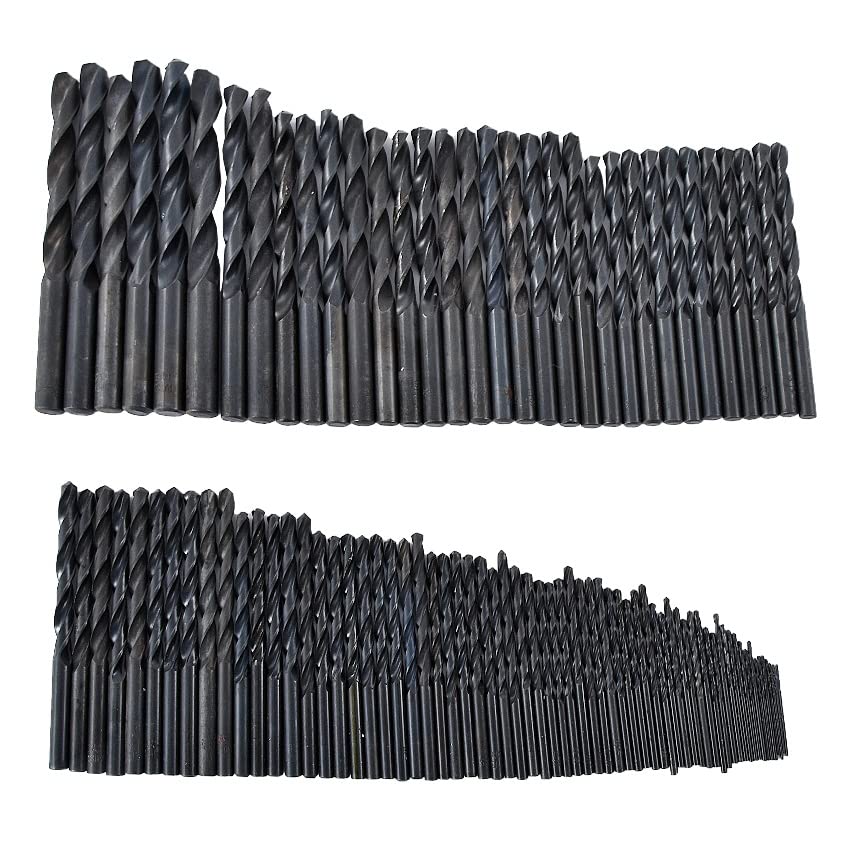 WSJIE 100-piece Twist Drill Bits Set High Speed Steel 1-13mm Straight Shank Twist Drill Bit Woodworking Wood Tool for Metal