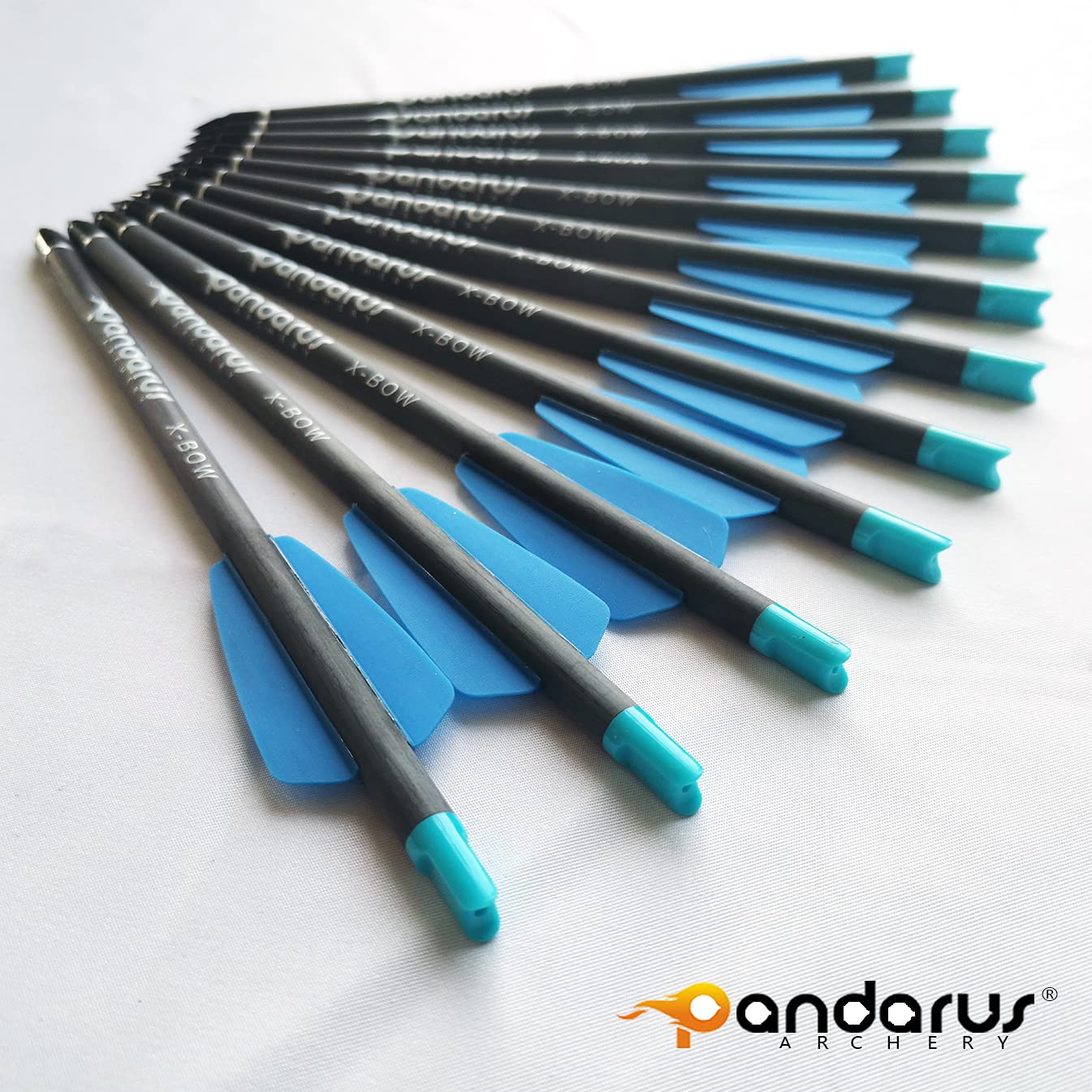 PANDARUS Archery Carbon Arrow 7.5" inch Fletched 2" Vanes with Field Point for Outdoor Hunting Shooting Pack of 12 (Blue)