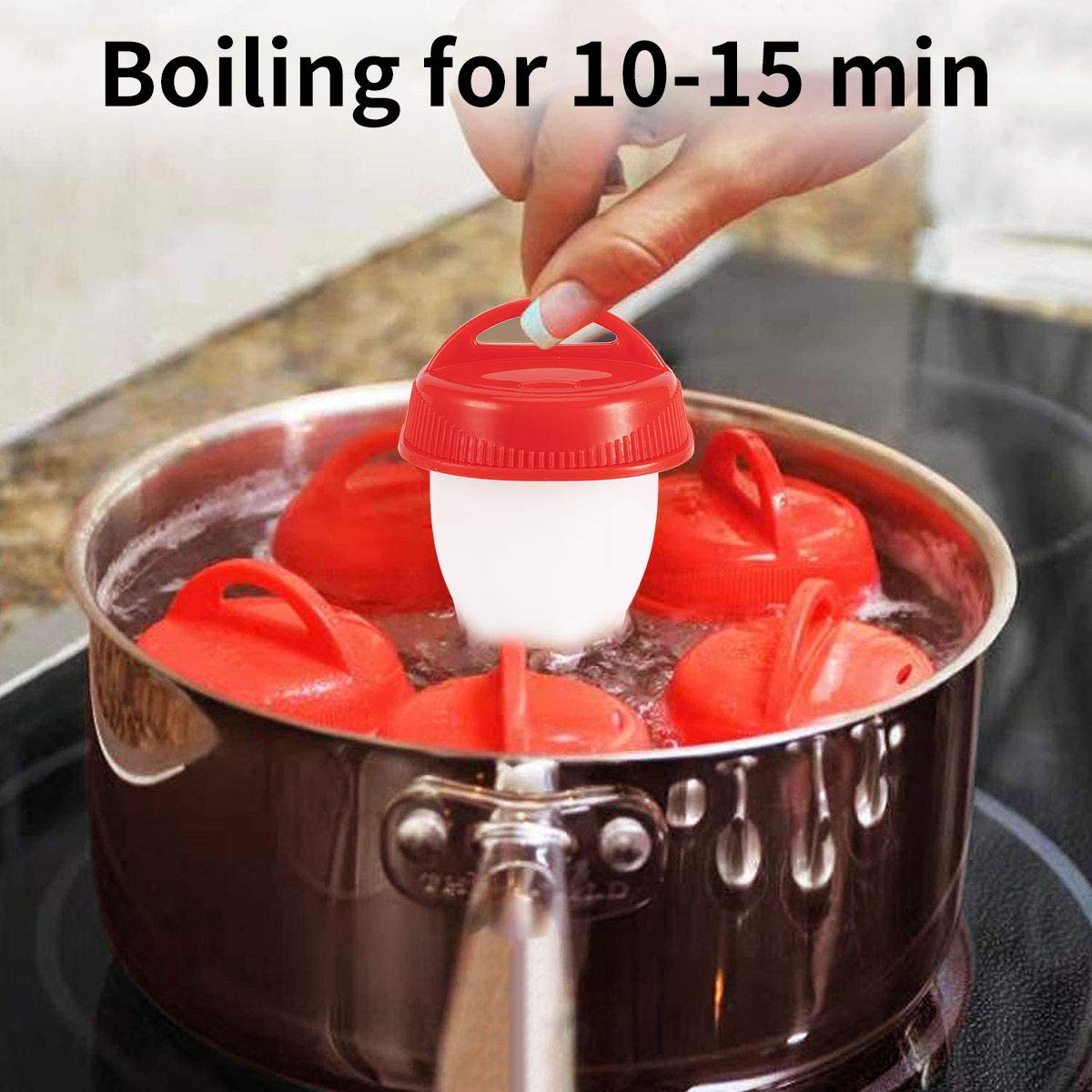 Silicone Egg Cooker, Hard Boiled Egg Maker 6 Pieces Silicone Egg Poachers, Boiled Egg Cooker without Shell, BPA Free Non-Stick Egg Poacher, Fast Poaching Egg Cooker for Hard Boiled Eggs