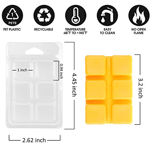 MILIVIXAY Wax Melt Containers-6 Cavity Clear Empty Plastic Wax Melt Molds-25 Packs Cubes Clamshells for Tarts Wax Melts.