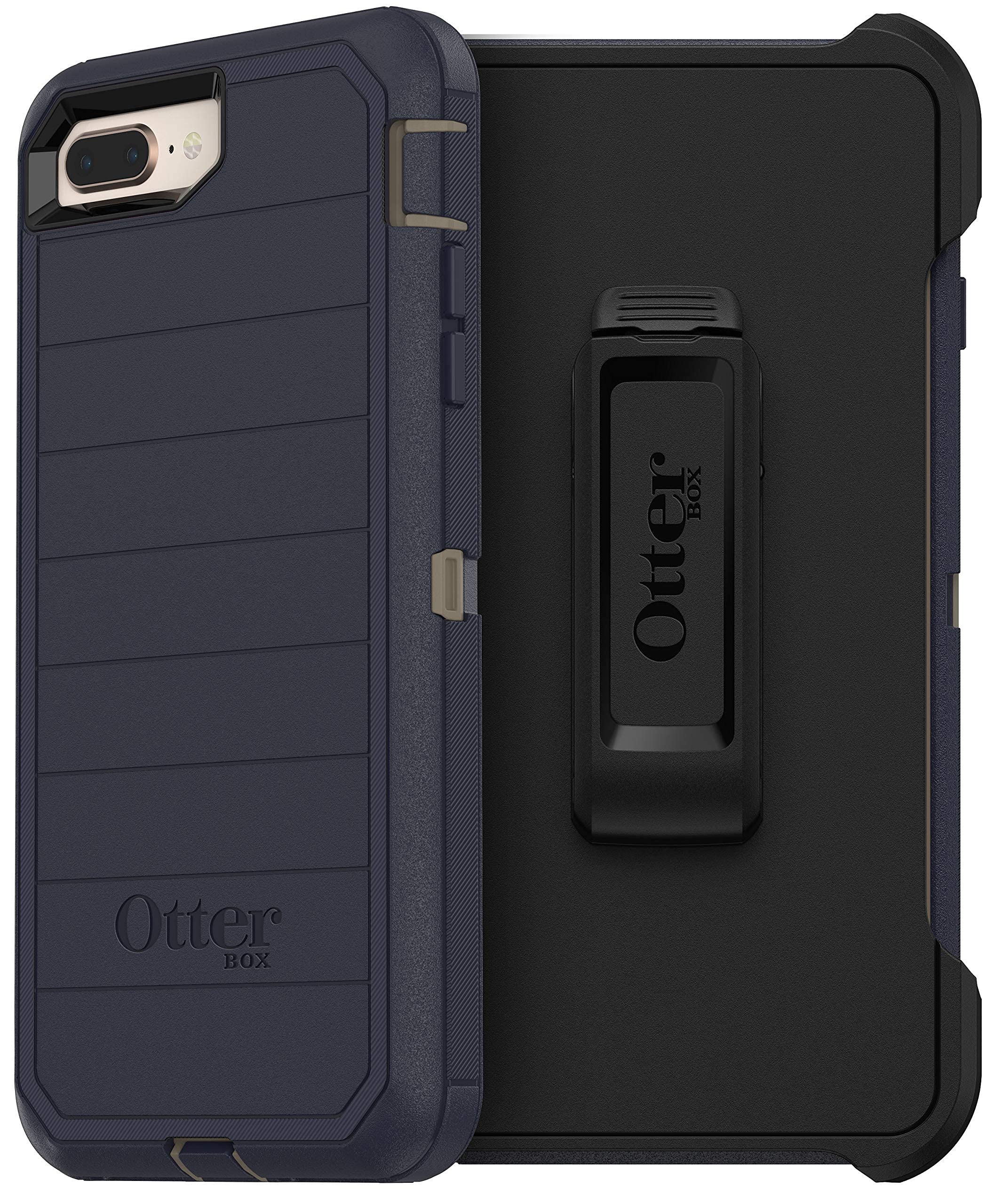 OtterBox Defender Series Rugged Case & Belt Clip Holster for iPhone 8 Plus & iPhone 7 Plus (ONLY) Non-Retail Packaging - Dark Lake - with Microbial Defense