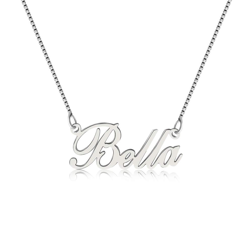 Lutilo 925 Sterling Sliver Custom Name Necklace Personalized Initial Necklaces Pendant Jewelry Gift for Her (Bella)