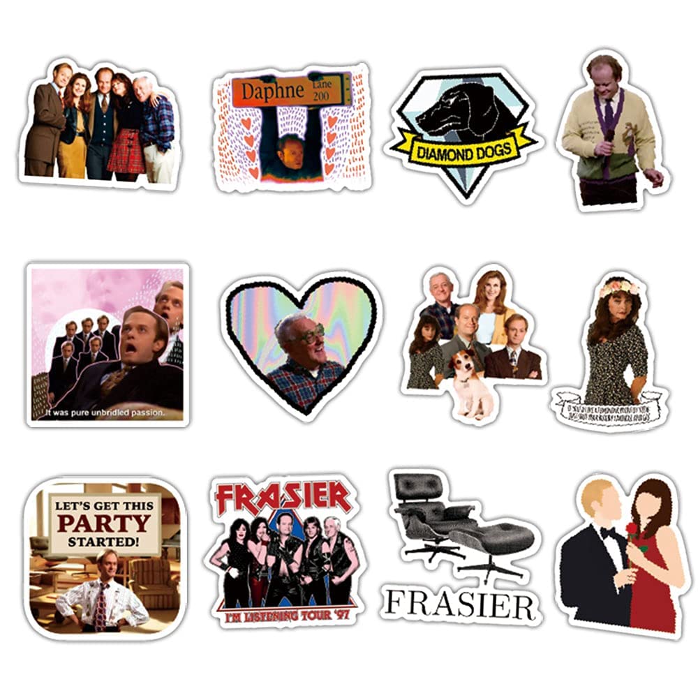 NG2D58 The Frasier Stickers Pack of 50 , TV Show Merchandise for Water Bottle,Laptops, Computers, Flasks, Notebook, Phone Case…, 2-4inch