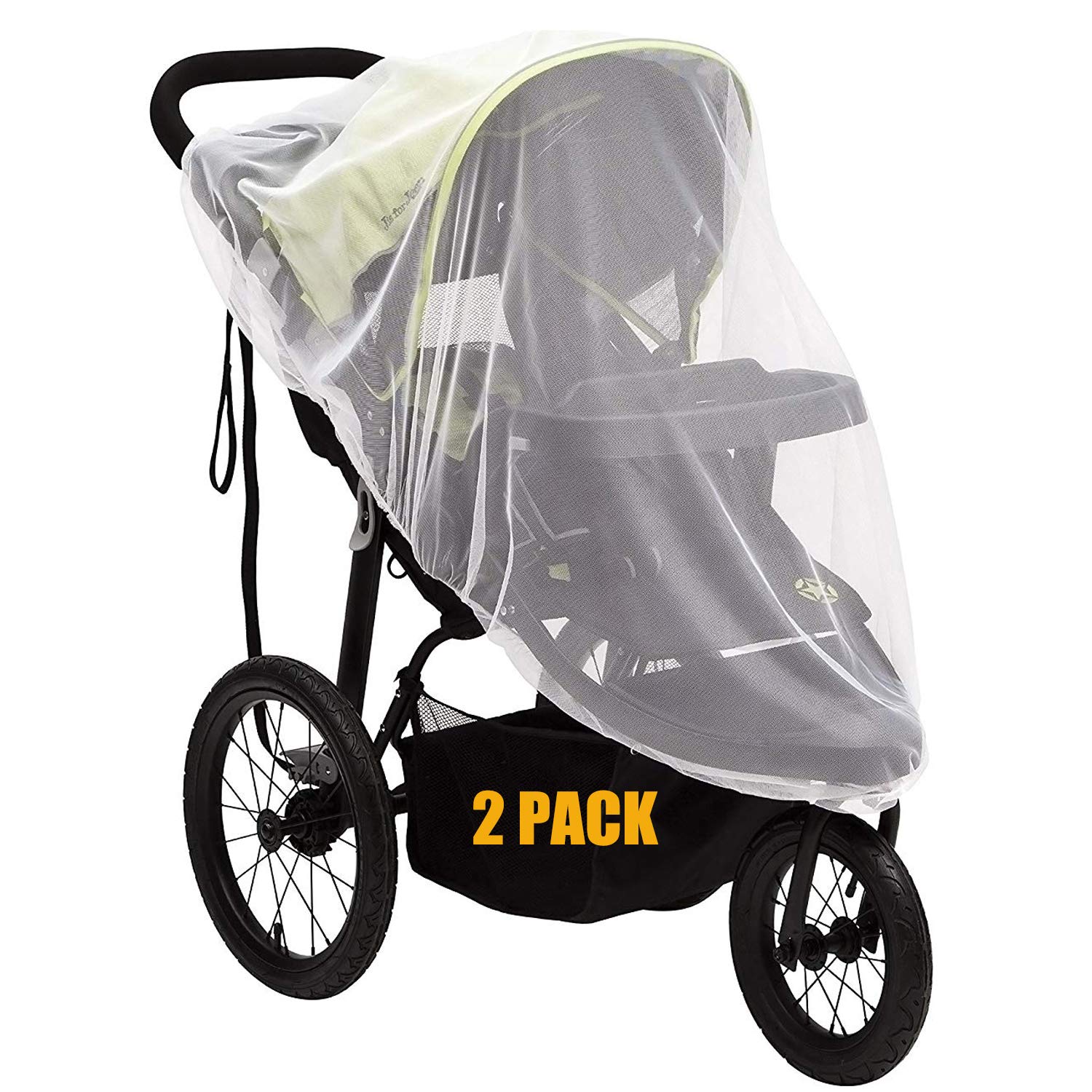 METCRY Baby Mosquito Net for Stroller,Insect Bug Netting for Strollers Infant Carriers, Car Seats, Cradles, White(2 Pack,Universal Size)