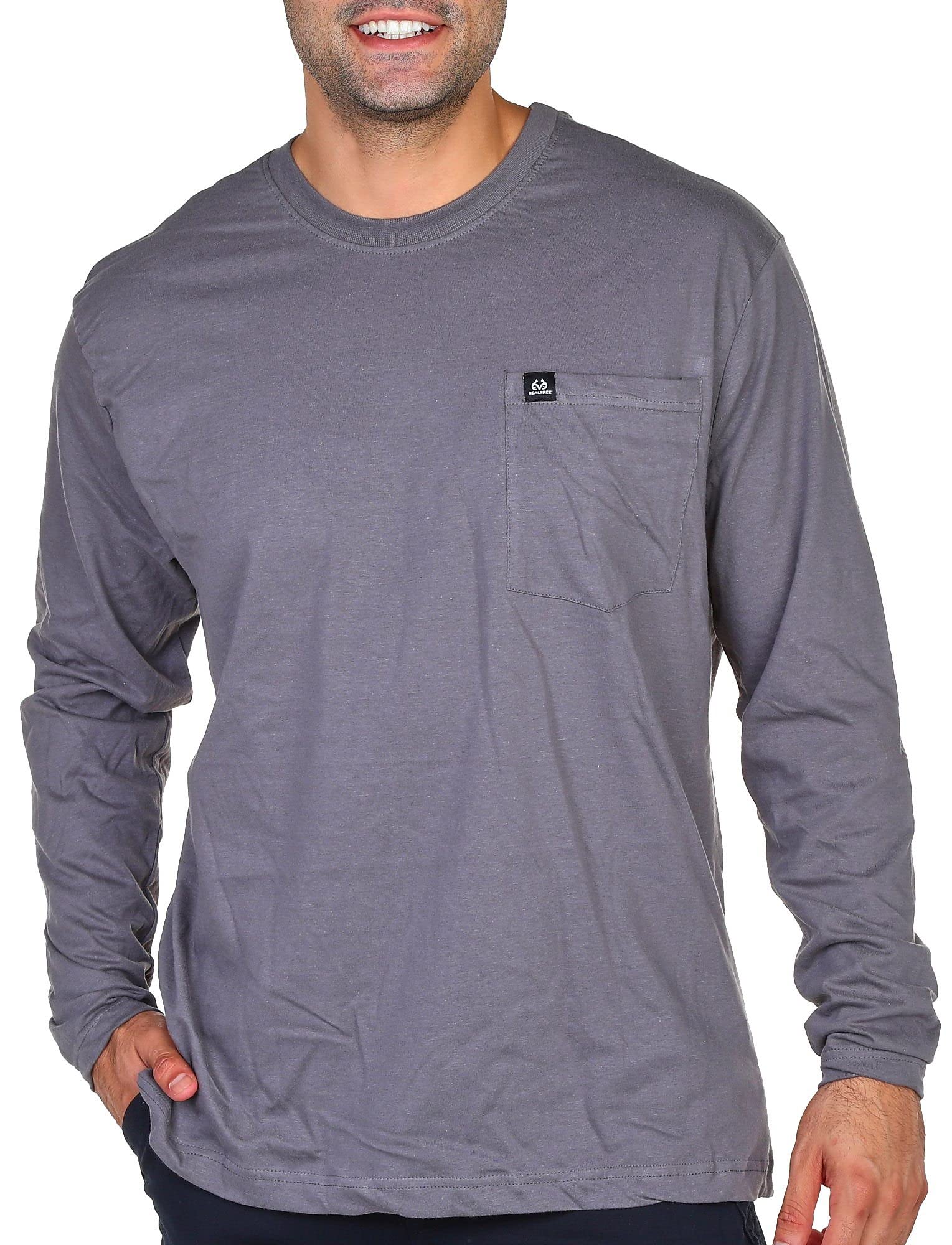 Realtree Mens Deer Print Performance Long Sleeve Top X-Large Gray
