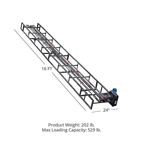 Titan Attachments Chain Drive 16ft Square Hay Bale Elevator Base Unit with 3/4 HP Motor, Black, Hay Harvesting Agricultural Equipment