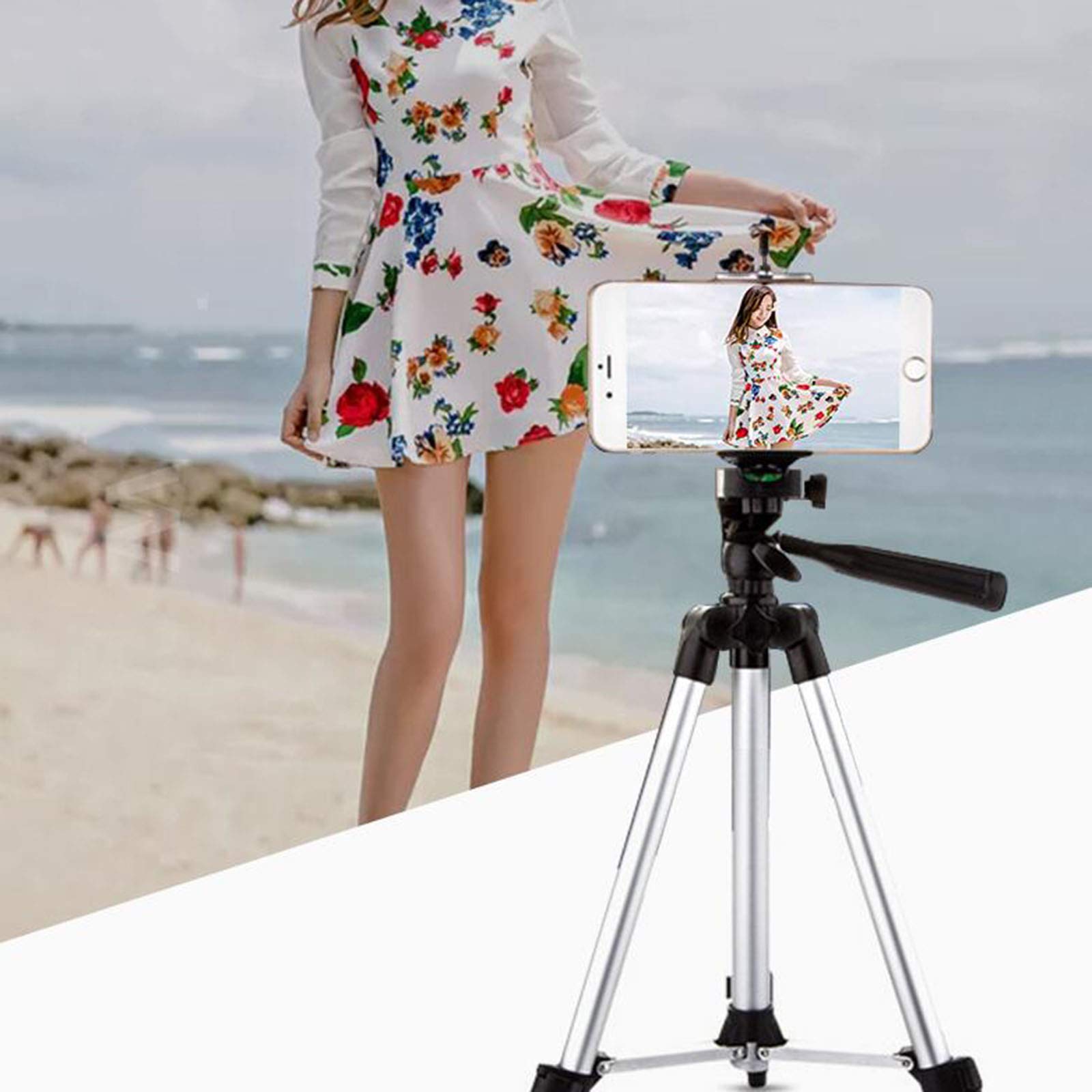 Phone Tripod Aluminum Lightweight Portable Camera Tripod Angle Height Adjustable for Smartphone Action Camera Photography