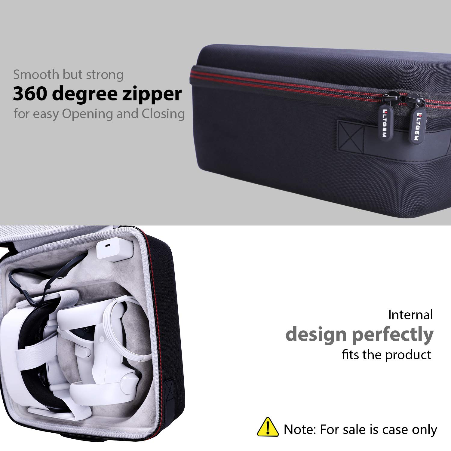 LTGEM EVA Hard Case for Oculus Quest 2 & Quest All-in-one VR Gaming Headset - Travel Carrying Protective Storage Bag(Sale Case Only)