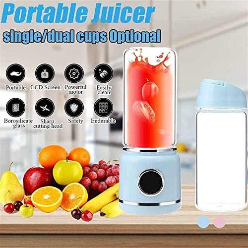 MXJCC Personal Blender Cup, Portable Blender for Shakes and Smoothies, Luium Mini Blender USB Rechargeable, with 6 Blades for Travel, Kitchen, Gym, Office (Color : Pink)