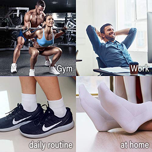 LUDYAN Cotton Quarter Athletic Socks, Running, sports, Sneakers, Everyday, Unisex (Black,White,Grey 5 Pairs), 5*white, Free