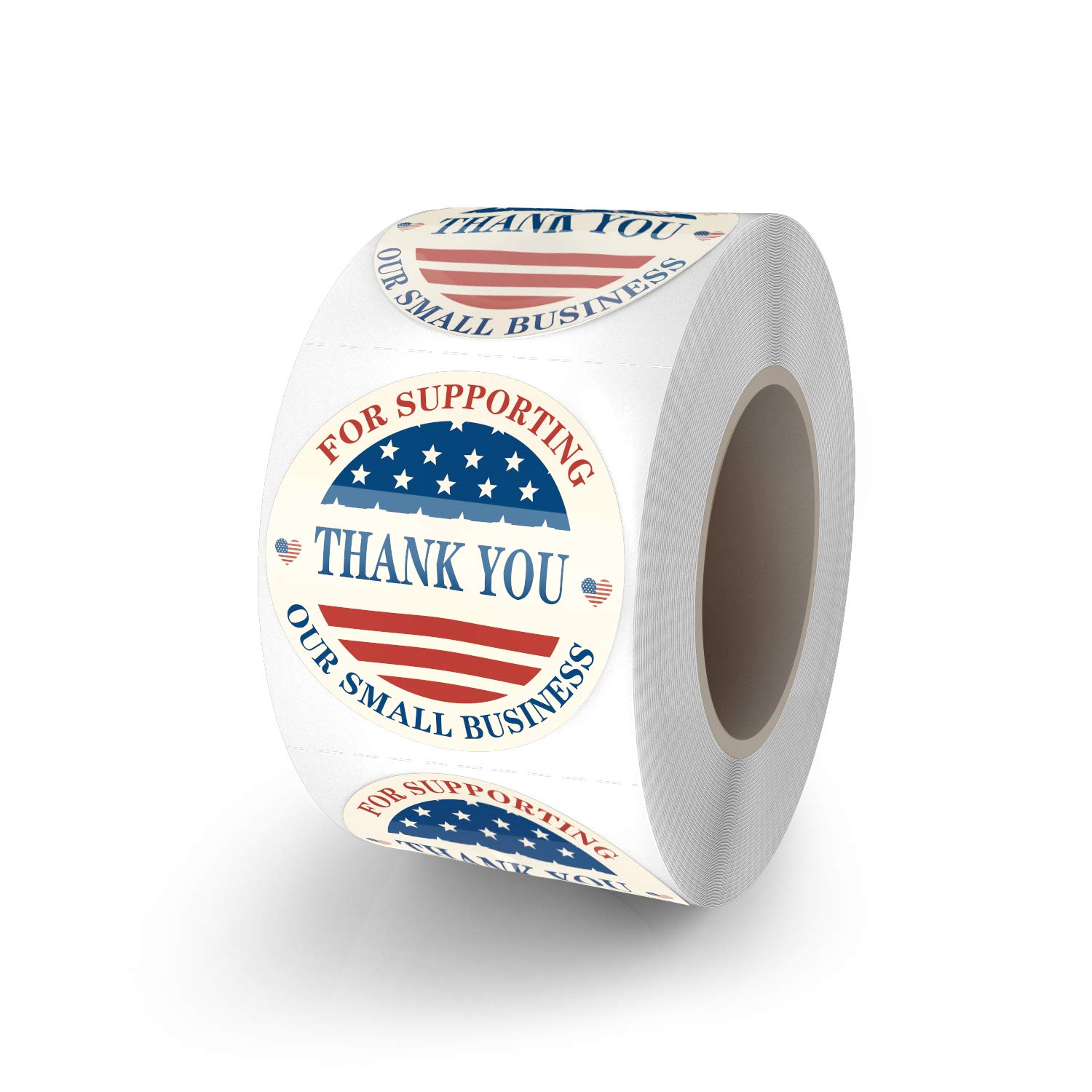 Methdic Thank You Stickers Roll USA Flag Thank You for Supporting Our Small Business Sticker 1.5" 500pcs (B)