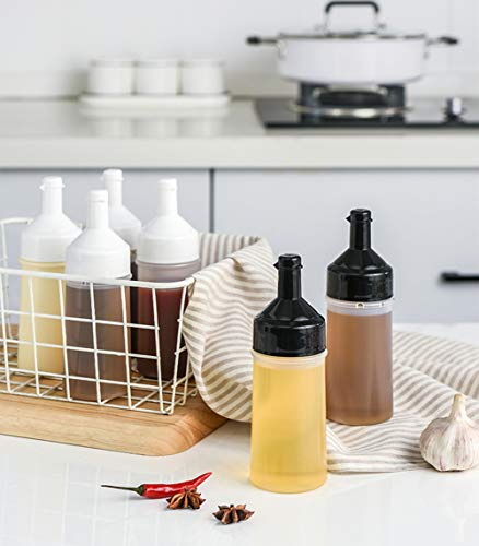 MXY Syrup Squeeze Bottle Salad Vinegar Ketchup Condiments Dispenser Olive Oil Soy Sauce Bottle Honey Container with Lid 250ml (White)