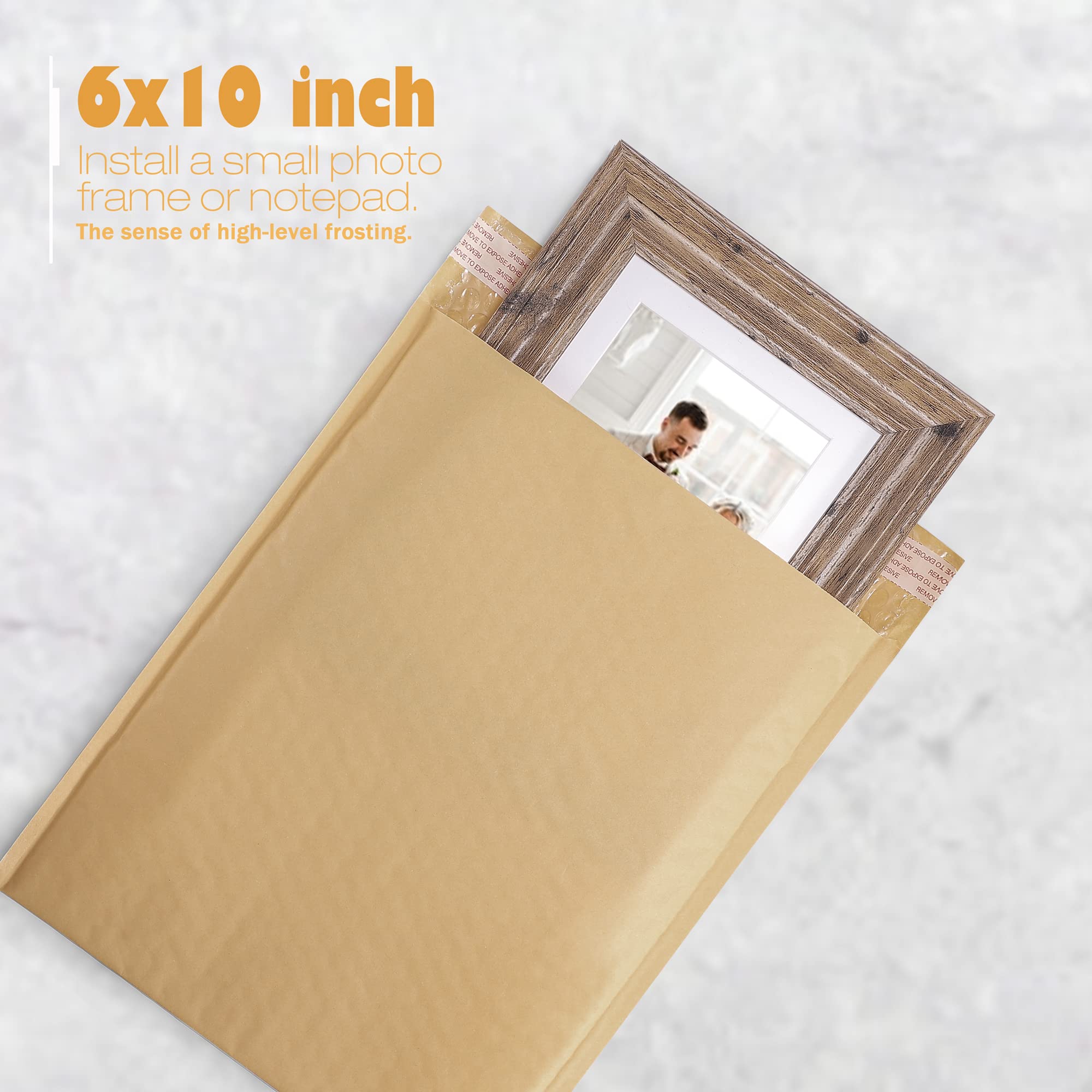 Metronic Kraft Bubble Mailer 4x8 Inch 50 Pack, Strong Adhesion Padded Envelopes, Tear Resistant Bubble Envelopes, Self Sealing Mailing Envelopes, Packaging for Small Business, Bulk #000 Brown