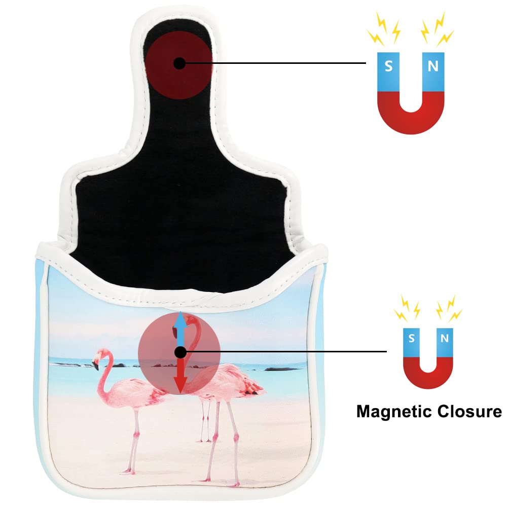 PINMEI Golf Mallet Putter Head Cover Mallet Headcovers Magnetic Club Cover Perfect for Scotty Cameron Odyssey Taylormade Ping (4.7×6 inches)