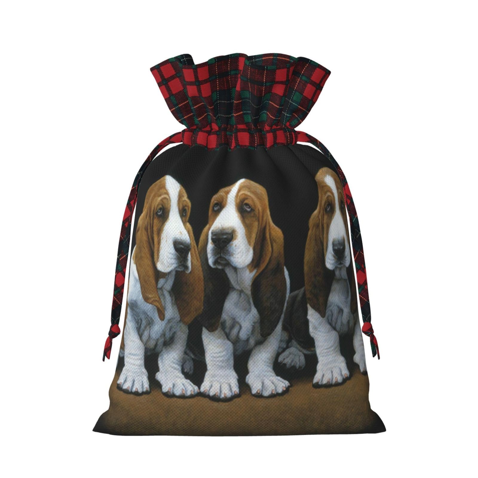 MARXAN Cute Dogs Printing Christmas With Drawstring Fabric Gift Bag Linen Bundle Gift Bag Storage Bag Gift Bags With Drawstrings Suitable For Christmas Party Gift Packaging