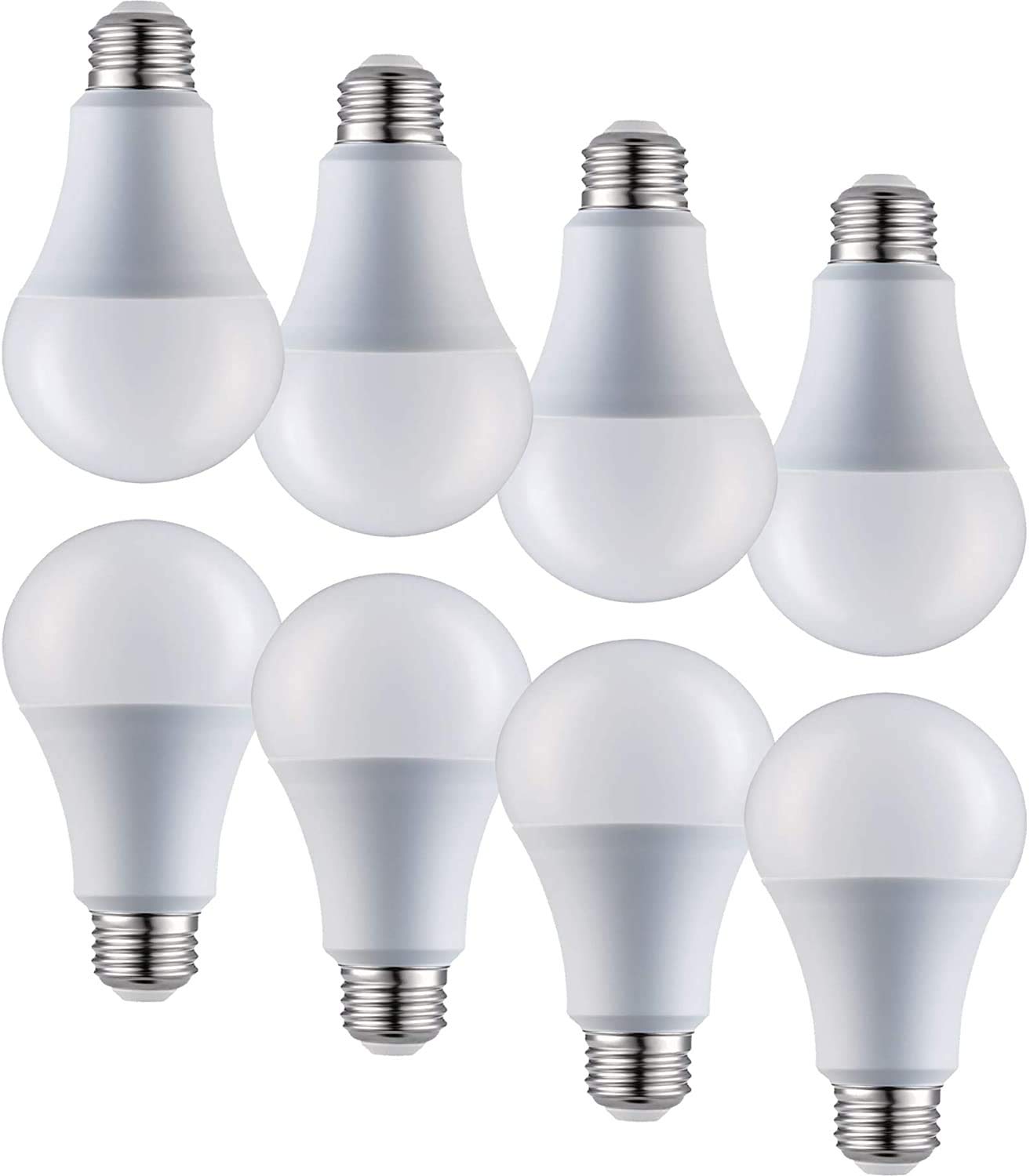 Laborate Lighting A19 LED Light Bulbs - E26 Base, 100W, 1600 Lumens, Soft White 3000K Illumination - Dimmable, Energy Saving Outdoor & Indoor Home, Commercial Lighting - 80+ CRI, 10-Year Life - 8-Pack