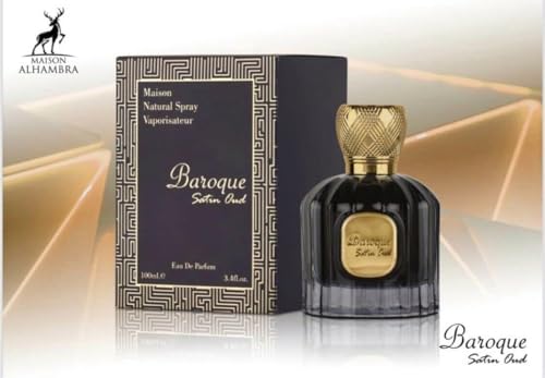 Maison Alhambra Baroque Satin Oud for Unisex Eau de Parfum Spray, 3.4 Ounce