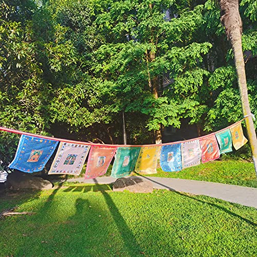 Tibetan Buddhist Prayer Flags Outdoor Meditation Flag-Traditional Pattern 40pcs Satin Wind Horse Lungta Prayer Flags,11x14 inches