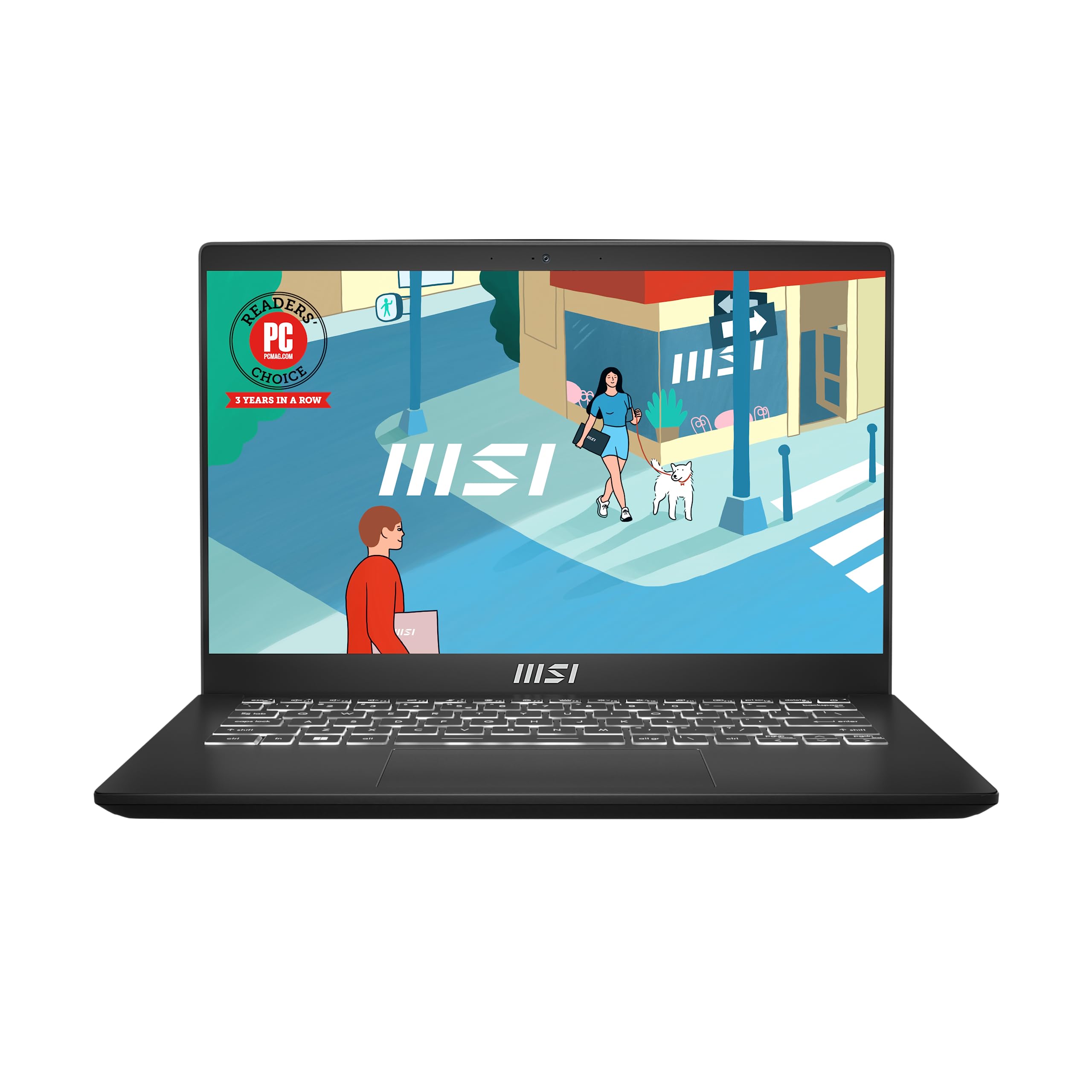 MSI Modern 14 Laptop: Intel Core i3-1215U, UHD Graphics, 14" FHD, 8GB DDR4, 512GB NVMe SSD, 180-Degree Lay-Flat, Type C, Win 11 Home: Classic Black C12M-495US