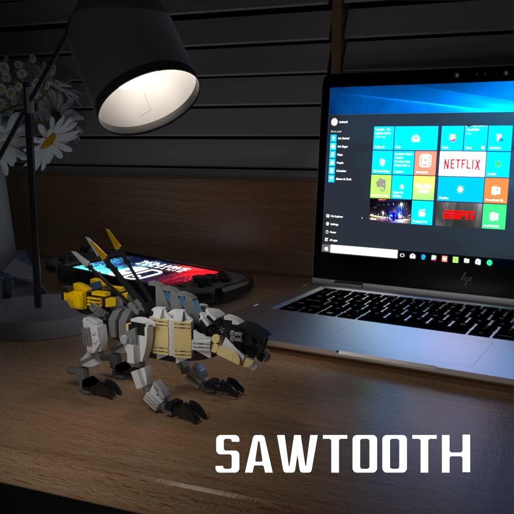 WiMiU Zerro-Dawn Thunder Sawtooth Building Set;Horizontal Zero Daybreak Building Blocks Display Model,Collectible Desktop Ornaments,Halloween Christmas Toy and Birthday Gift for Gaming Fans (464PCS)