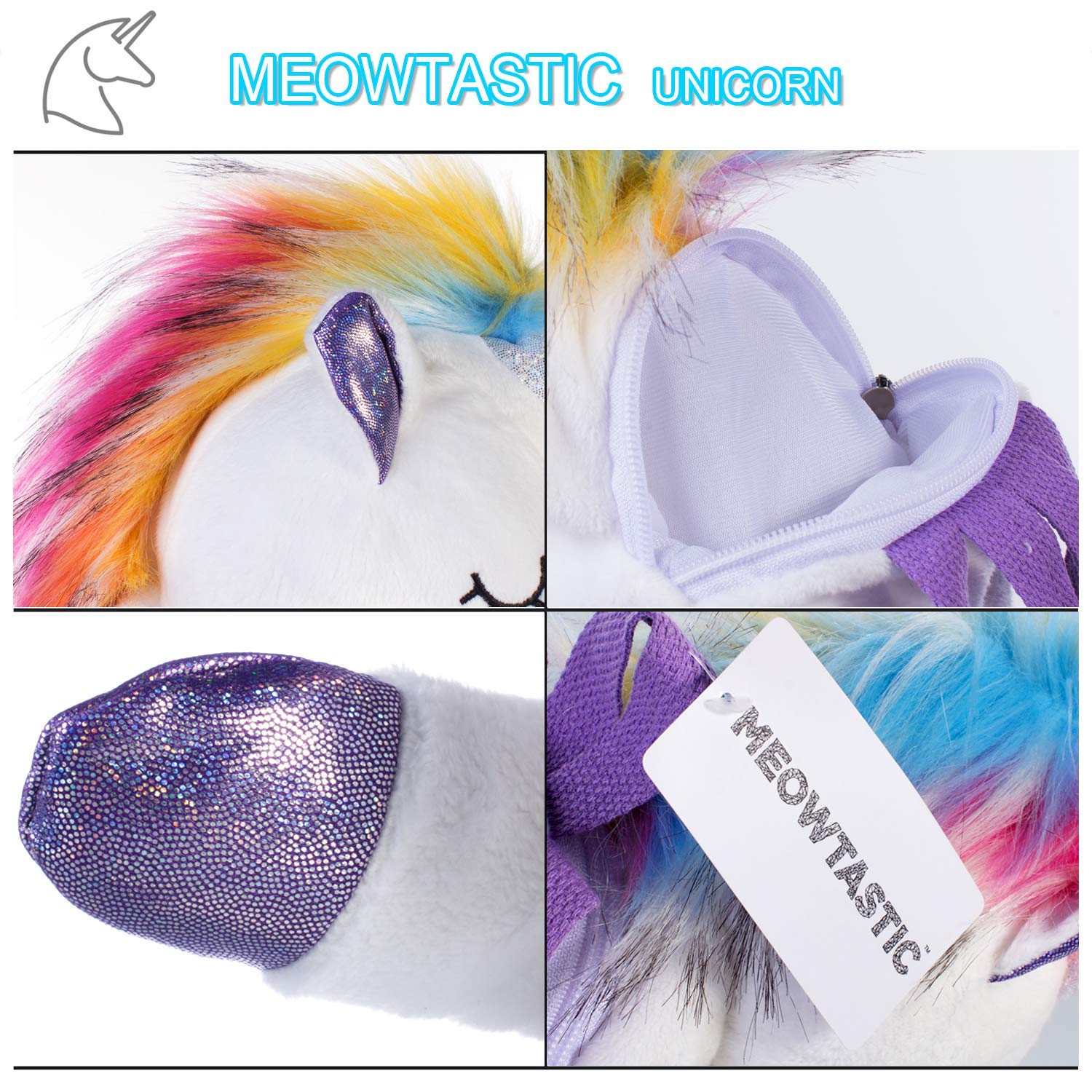 meowtastic Toddler Backpack, Kids Backpack Super Cute Small Mini Unicorn Plush 16" Backpack for Girls Boys…