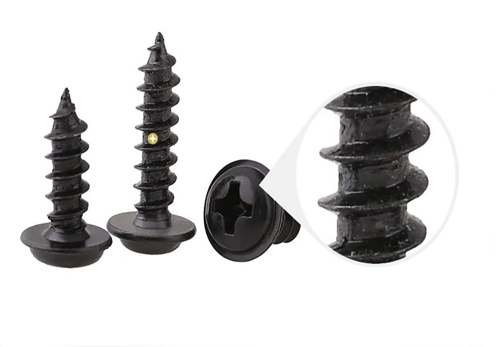 Smartsails M2.3 M2.6 M3 Phillips Round Head Carbon Steel Black Self Tapping Screws, Round Head Screws, Pan Head Screws with Washers 9 Sizes Self Tapping Screw Combo Kit,(990PCS)