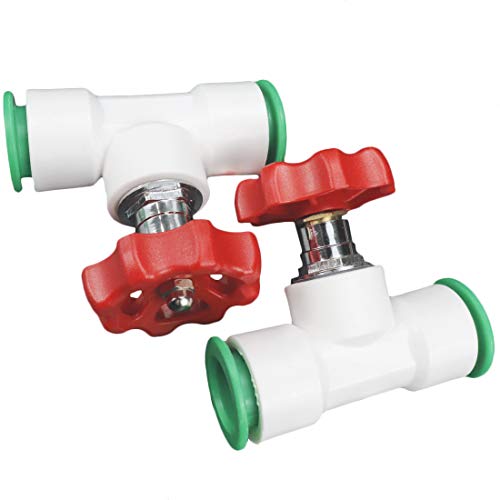 Meprotal 2pcs 1/2 PE Quick Connect Pipe Shut-Off Valves Water Pipe Fittings Fit for 20mm Pipe Diameter