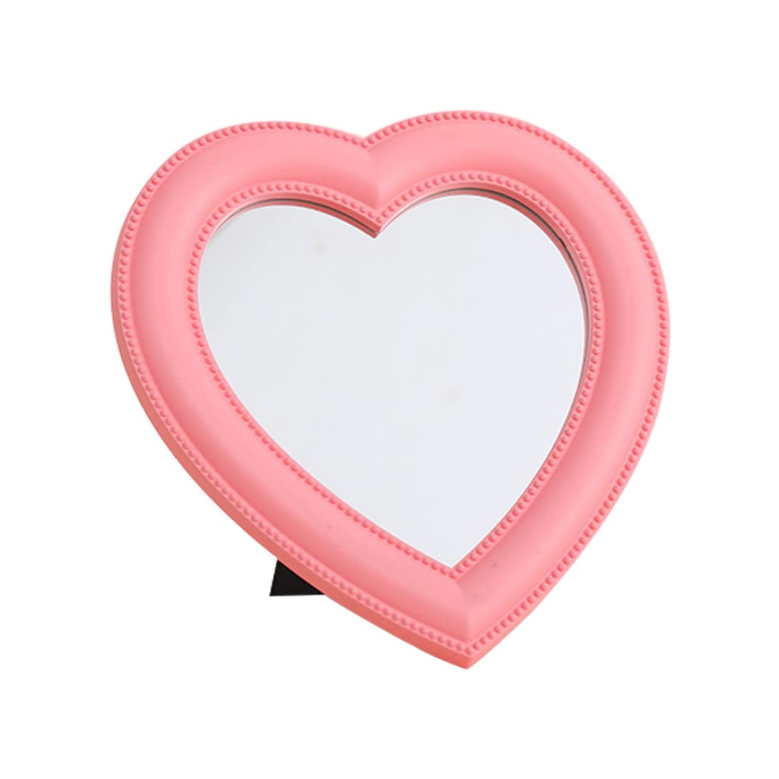 VumSyme Vanity Mirror, Makeup Mirror Vanity Mirror Desk Cosmetic Mirror Heart Shape Mirror for Women Ladies Girls Pink Makeup Mirror Desk Mirror
