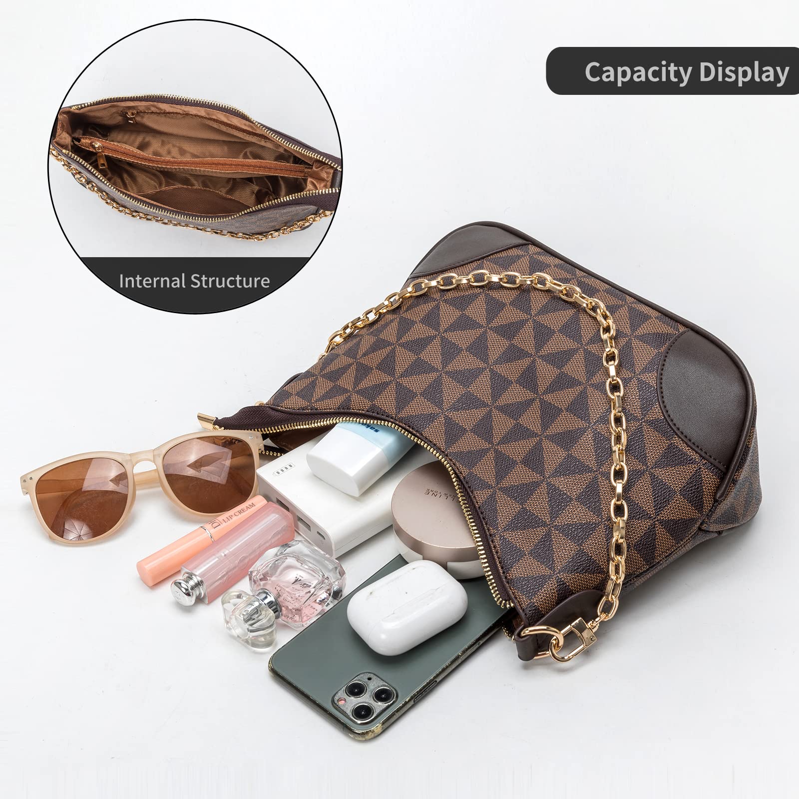 Windmill Material Horn Design One Shoulder Women's Bag Classic Fashion PU cross body Women's Bag (brown)