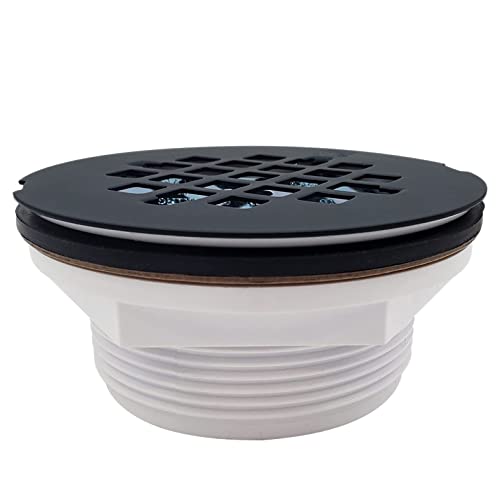Westbrass D206P-62 4-1/2" OD Shower Drain Assembly and Grid Strainer Cover fits both Sch. 40 PVC & ABS Pipes, Matte Black
