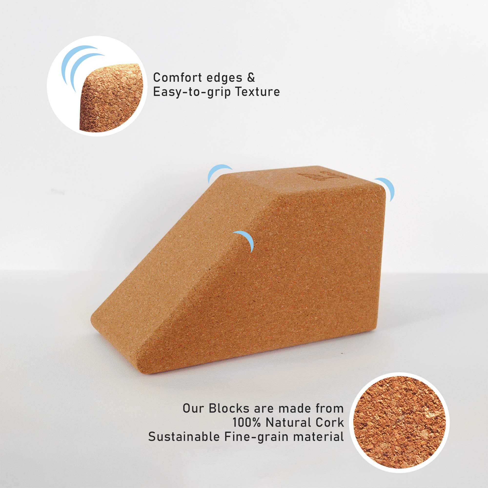 Multifunctional Cork Yoga Blocks 2 Pack - Trapezoid Yoga Block Set, Regular+ Handstand Blocks + Wrist Support Wedge + Calf Stretch Wedge, Firm Stretching Exercise Accessories