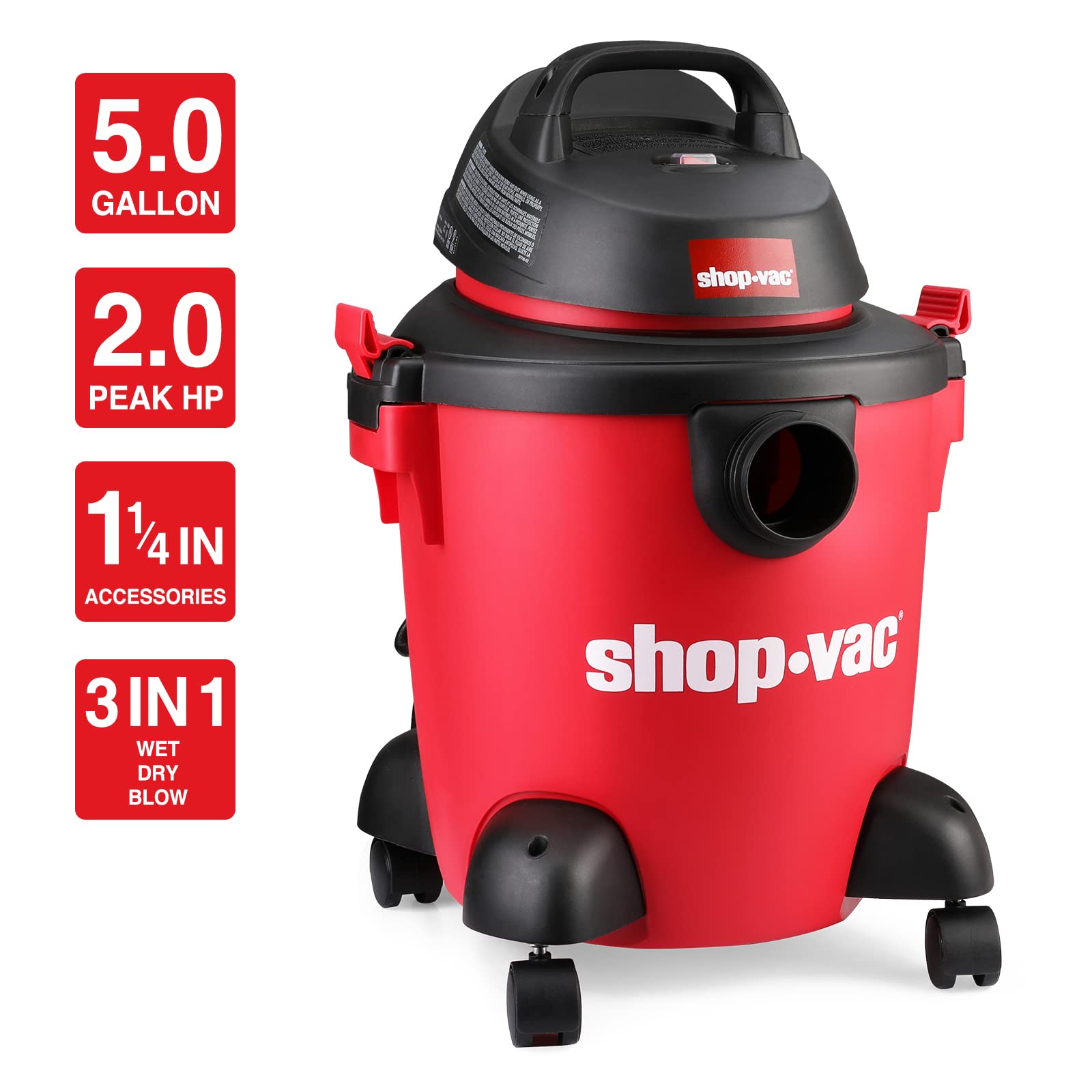 Shop-Vac 5 Gallon 2.0 Peak HP Wet/Dry Vacuum 5971536 + 90115 Dacron Cloth Filter 2 Pack