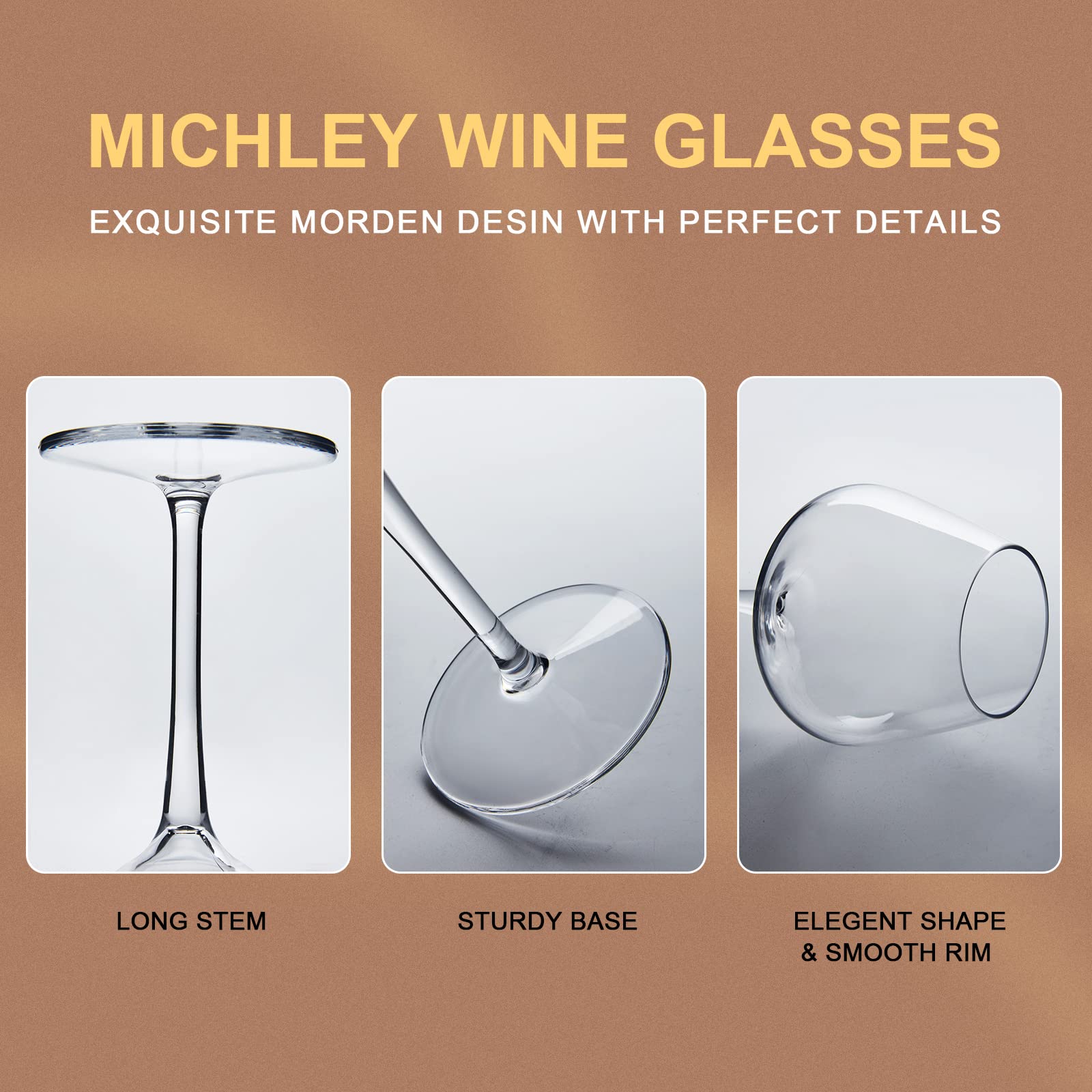 MICHLEY Unbreakable Tritan Plastic Wine Glasses Set of 2(18oz), Red Wine Glass with Long Stem, White Wine Drinking Cup Glassware