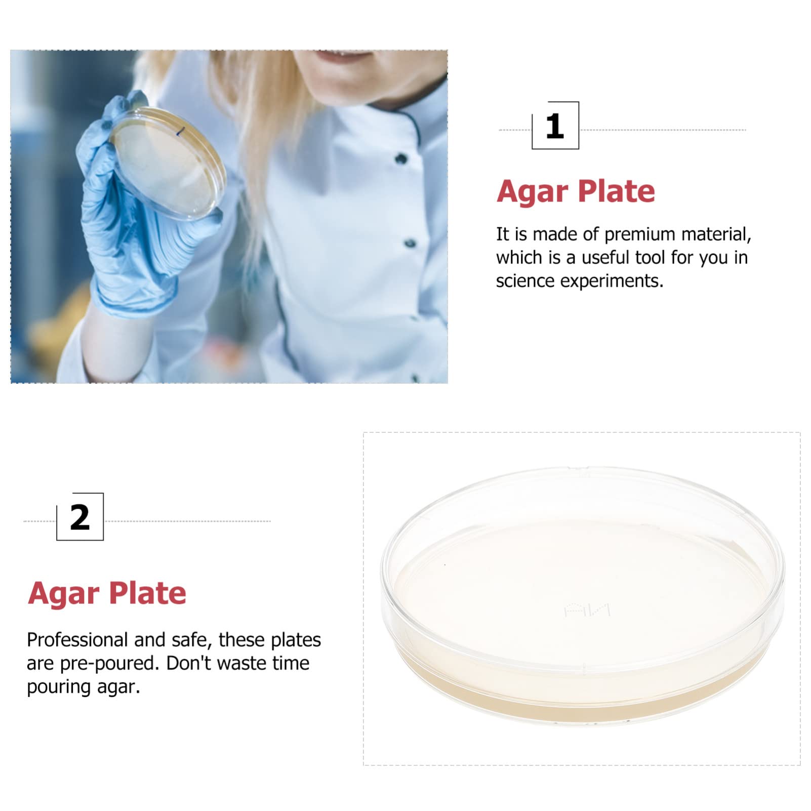 VILLCASE Agar Plates, 10pcs Laboratory Petri Dishes, Potato Dextrose Agar Plates, Pre- Poured Growth Medium for Mushrooms & Science Fair Projects (3.54X0.39inch)