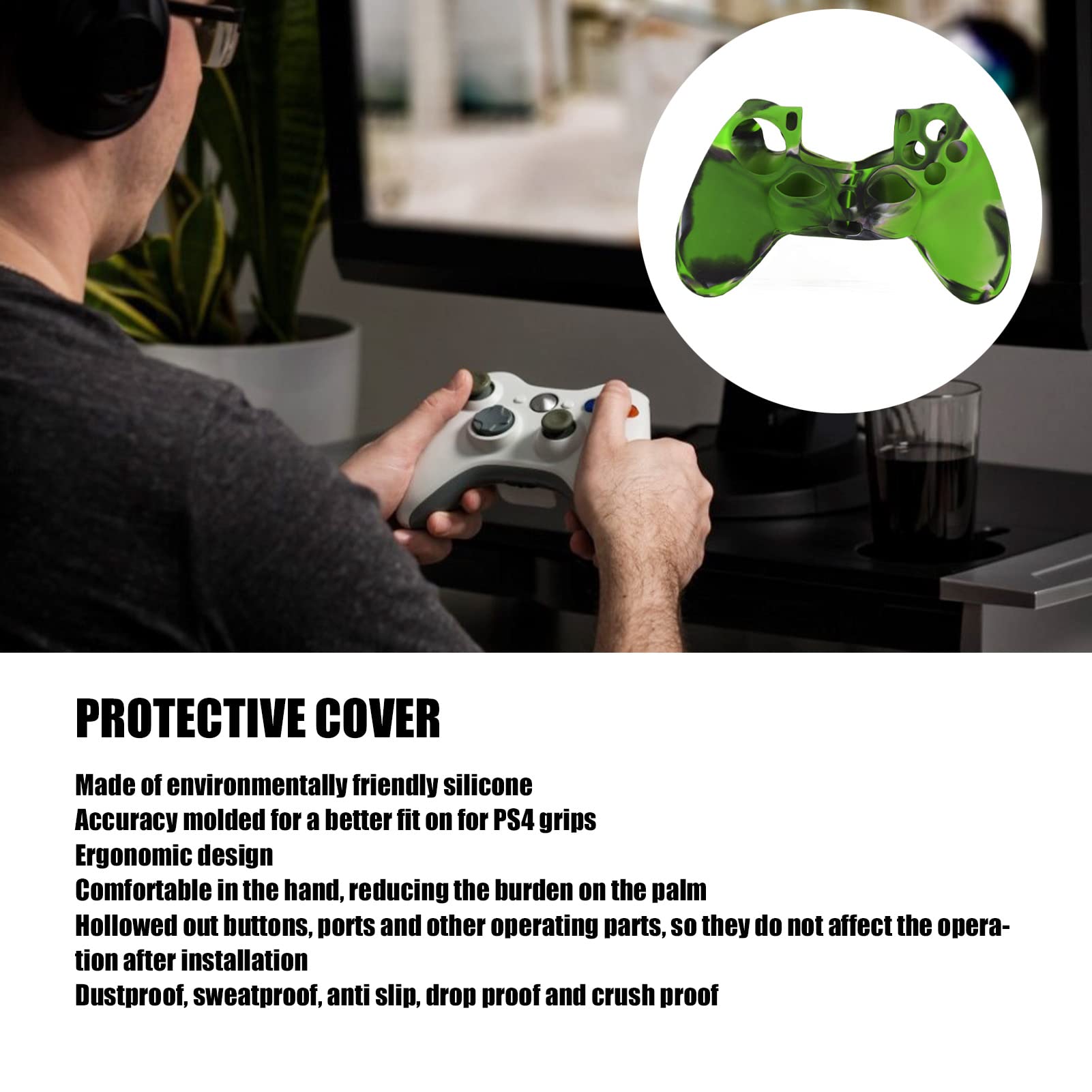 Silicone Case, Stylish Silicone Case Multifunctional Antiskid with 1 Pair of Thumb Grips for Game Controller