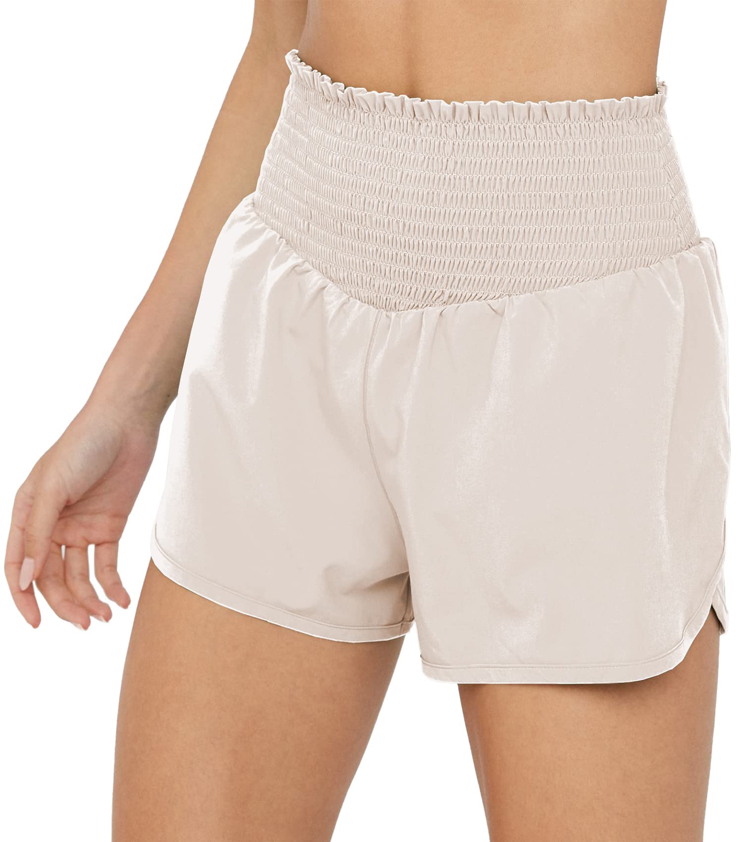Sunzel Women High Waisted Running Shorts with Pockets Liner Workout Athletic Shorts Dark Green