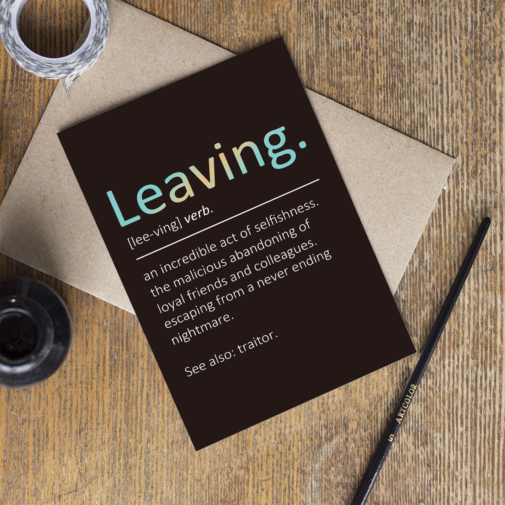 Spercy Leaving Definition Card, Funny Leaving Card, Rude Sarcastic Farewell Office Card, Goodbye Card For Coworkers Leaving