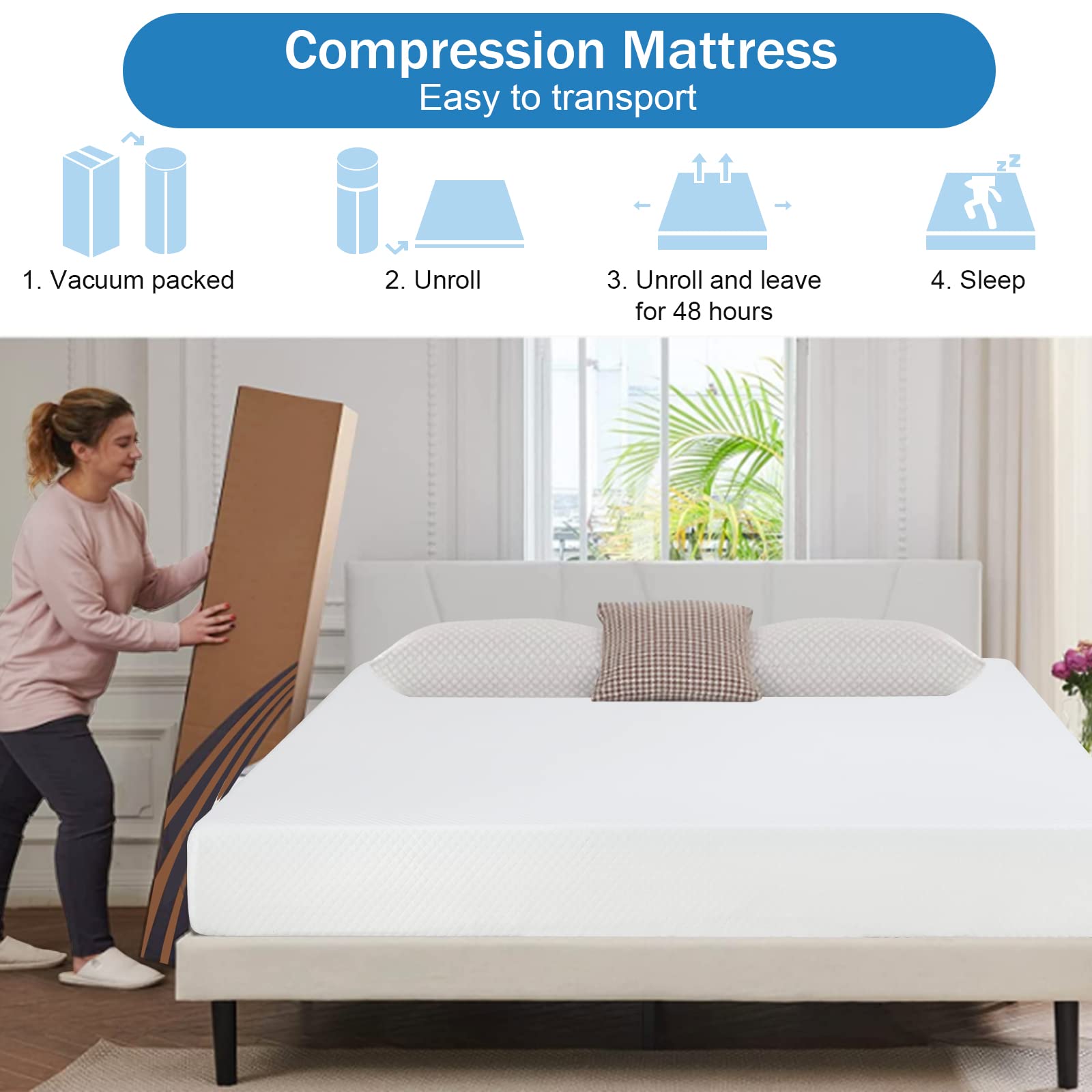 King Mattress, 8 Inch Gel Memory Foam Mattress for Back Pain Relief, Medium Firm King Size Mattress in a Box with Washable Cover & Motion Isolation