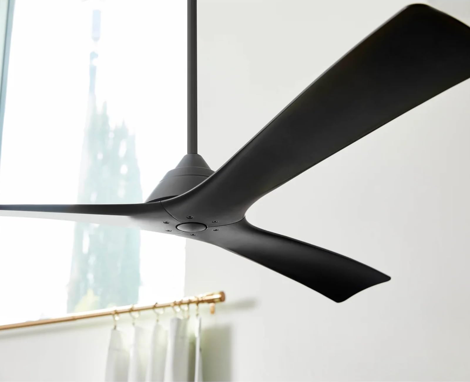LUZAIRE DESIGN Oxygen 3-120-2115 | Mecca 64 Inch Three Blade Contemporary Modern Smart Ceiling Fan – Black & Walnut Finish | Three Speed Reversible Motor |