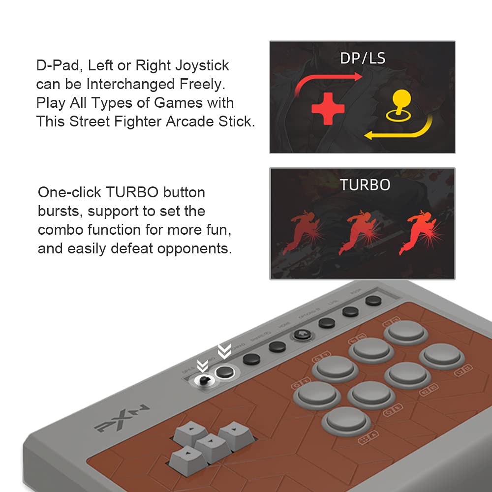 PXN Arcade Stick, X8 Fight Stick Game Controller Joystick Green Axis Mechanical Buttons USB Wired Connection for PC/PS4/PS3/Xbox Series X|S, Xbox One