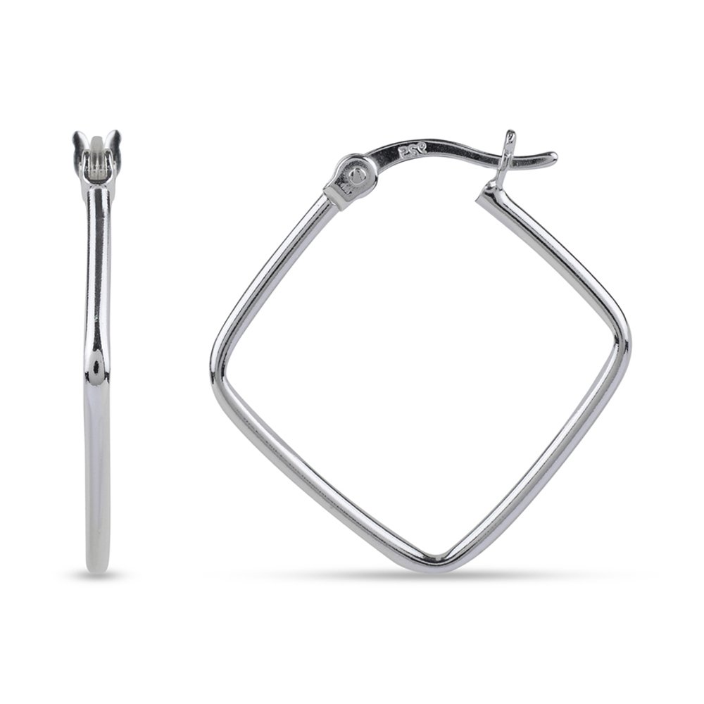 LeCalla Sterling Silver Jewelry Light Weight Square Dainty Small Hoop Earrings for Women