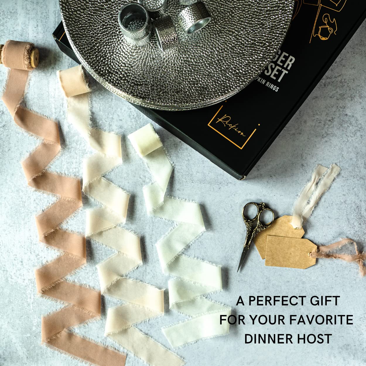 Rickion Charger Plates and Napkin Rings, Set of 6, Silver Chargers for Dinner Plates β Unique, Elegant, Bubble Plate Chargers & Matching Napkin Rings β Thick, Reusable PP Plastic