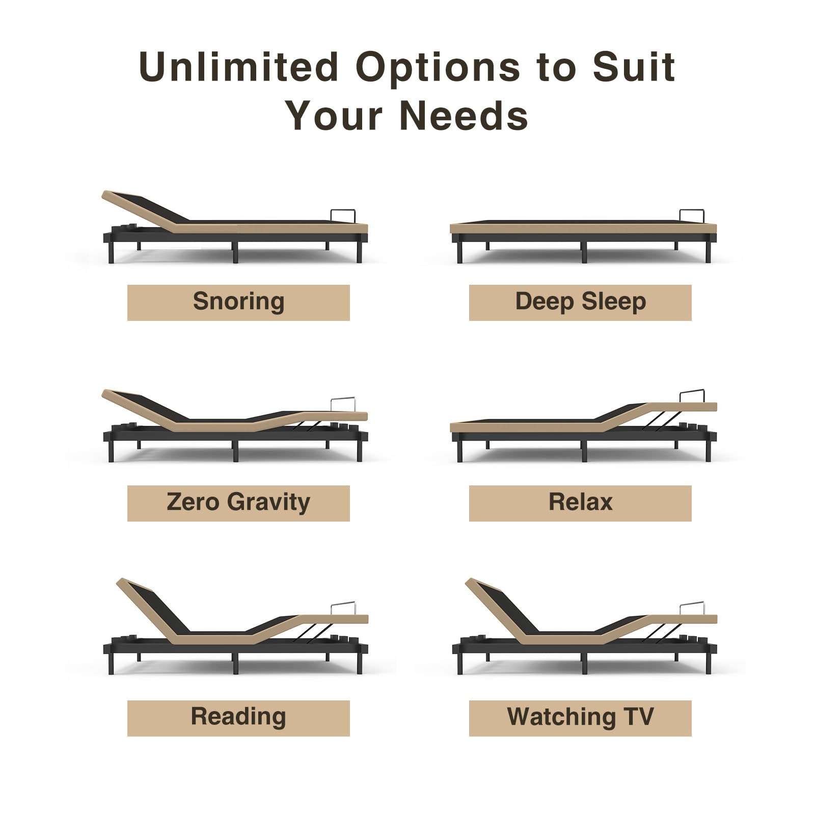 LCVXYERQ Electric Adjustable Bed Base, Ergonomic Upholstered Full Size Bed Frame with Upgraded Motors and Wireless Remote Control, Independent Head and Foot Incline