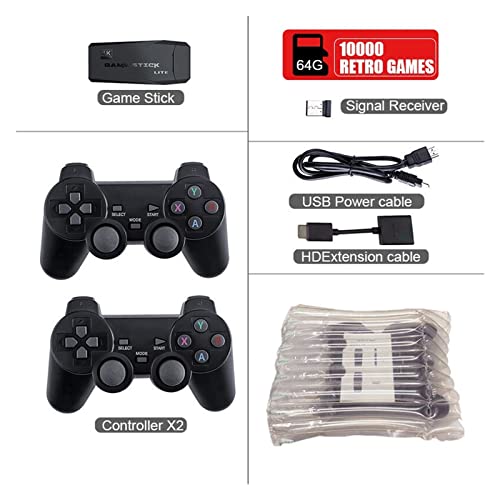 TOBAYA Gift Video Game Console 2.4G Double Wireless Controller Game Stick 4K 10000 Games 64 32GB Retro Games for PS1/GBA Boy Christmas GIF