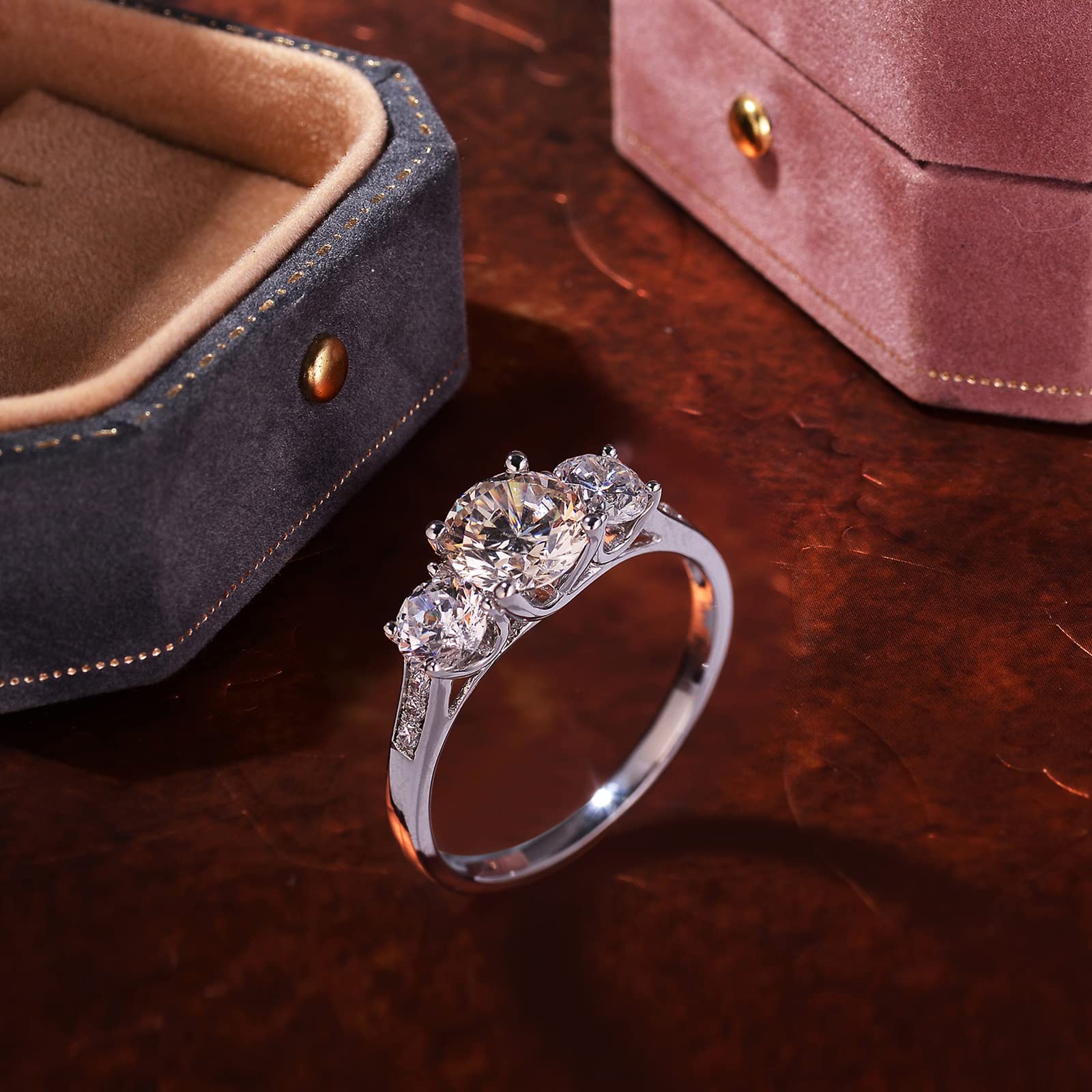 SEIARA Women's Zirconia Engagement Ring Promise Ring, Classic Comfort, Handmade Design Diamond Engagement Ring Ring 925 Sterling Silver(AJ004-8)