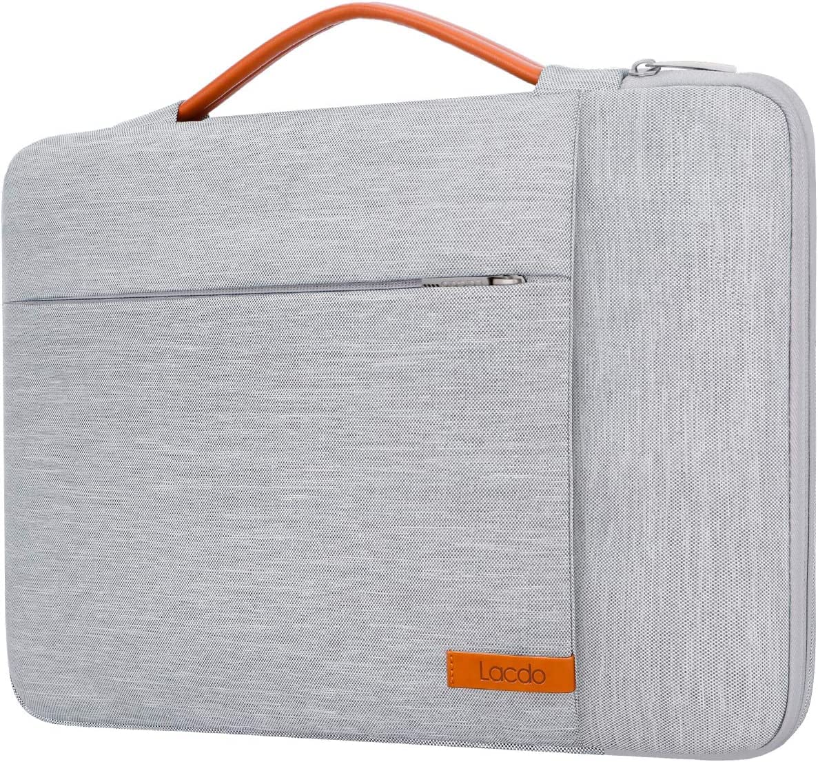 Lacdo 360° Protective Laptop Sleeve Case for 15 inch New MacBook Air M3 A3114 M2 A2941 2024-2023, 15 inch MacBook Pro A1990 A1707, Dell XPS 15 Plus 2022-2020 Computer Bag, Water-Resistant, Gray