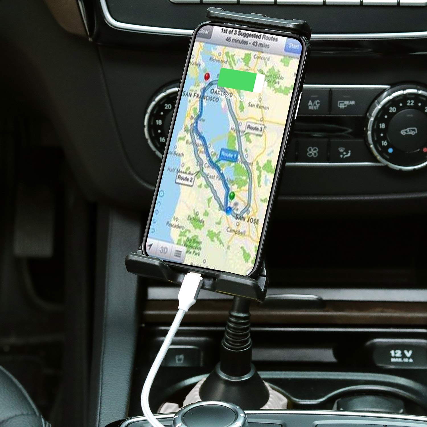 MiaodaM 360° Swivel Cup Holder Phone Mount Universal Adjustable Gooseneck Cup Holder Cradle Car Mount for Cell Phone iPhone 11/11 Pro/XR/XS/XS Max/iPad/iPod Electronics Devices from 4.7'' to 10.5''